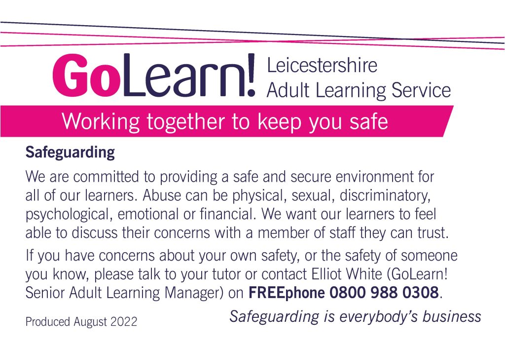 Safeguarding & Prevent | GoLearn! Leicestershire Adult Learning Service