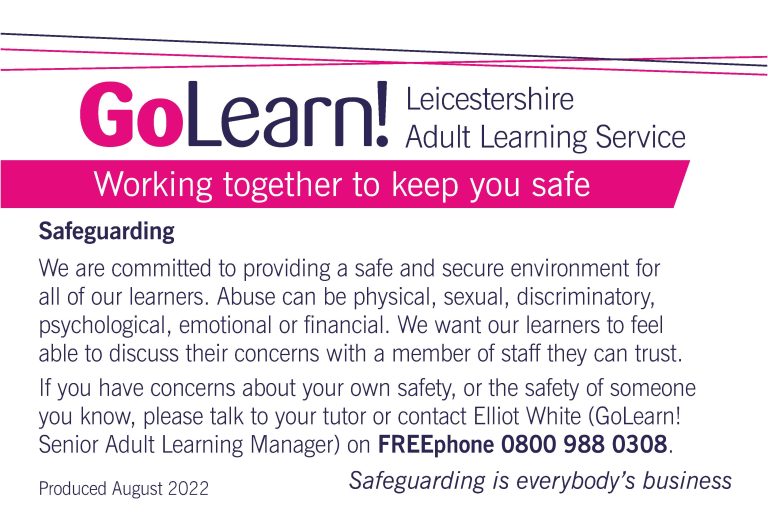 Safeguarding & Prevent | GoLearn! Leicestershire Adult Learning Service